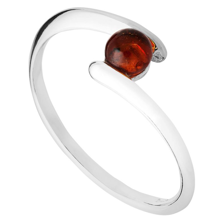 Beautiful Dainty Amber Ring - Silver Jewellery Cavern