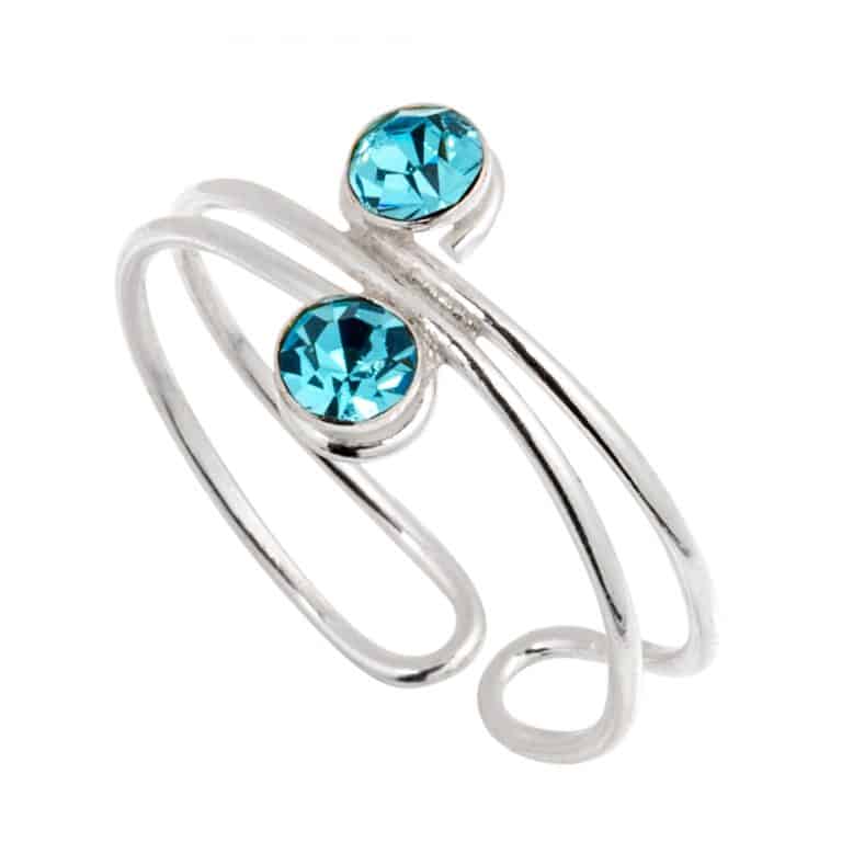 Double Aqua Toe Ring » Silver Jewellery Cavern Wholesale