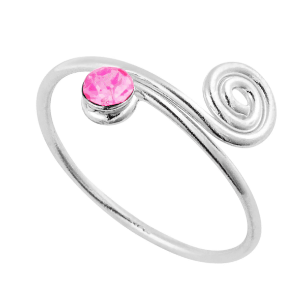 Pink Swirl Toe Ring - Silver Jewellery Cavern